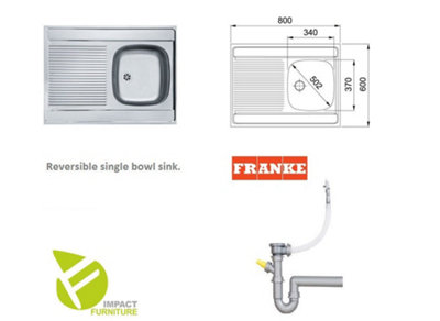 Franke Kitchen Sink Single Bowl Sit on Drainer Steel 800 x 600 with ...