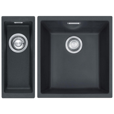 Franke Sirius 1.5 Bowl Black Tectonite Undermount Kitchen Sink Pack L/R ...