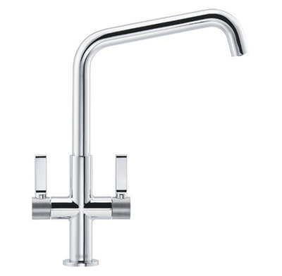 FRANKE TEXTURA CHROME L-SPOUT DUAL LEVER KITCHEN TAP