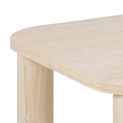 Frankfurt Rectangular Travertine-Look Coffee Table with Rounded Corners