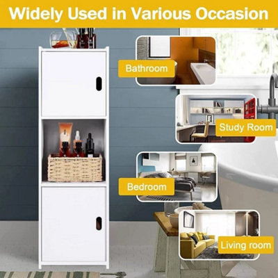Free-Standing Waterproof Bathroom Tall Cabinet Floor Storage Cupboard