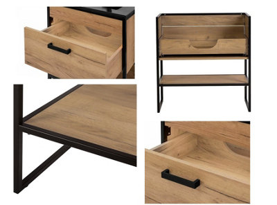 Freestanding Bathroom Vanity Unit with Basin Drawer Cabinet Black Steel ...
