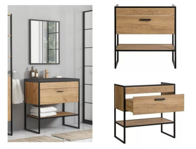 Freestanding Bathroom Vanity Unit with Drawer 800mm Cabinet Industrial ...
