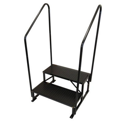 Freestanding Caravan Double Step 2 Tread with 2 Handrails (Non Slip ...