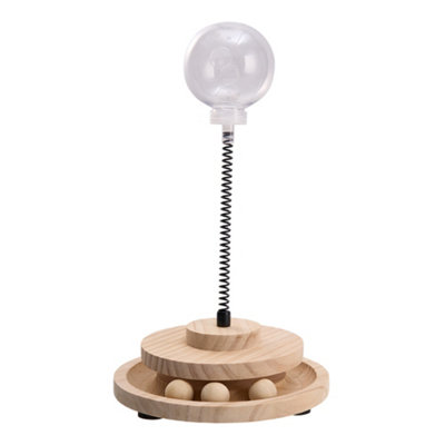 Freestanding Interactive Spring Teaser Toy with Cat Treat Leaking Ball ...