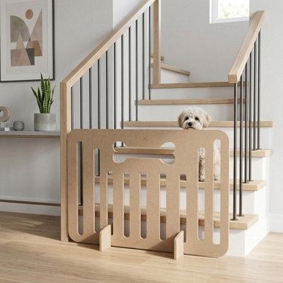 Freestanding See-Through Wooden Pet Barrier Dog Gate, 75cm W x 54cm H