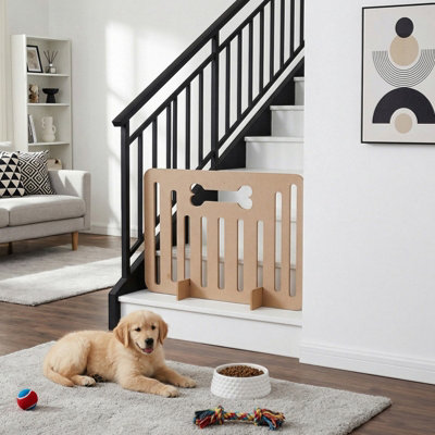 Freestanding See-Through Wooden Pet Barrier Dog Gate, 75cm W x 54cm H