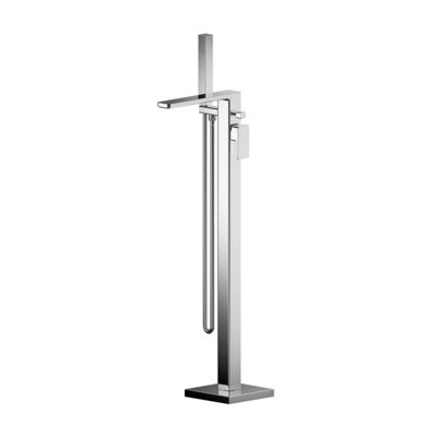 Freestanding Square Bath Shower Mixer Tap - Chrome