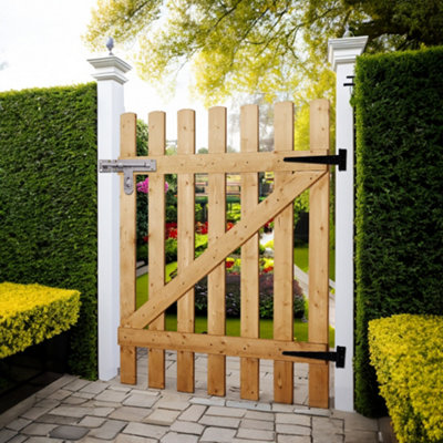 Freestanding Wood Fence Partition for Home Yard, Pine Wood Outdoor Gate ...