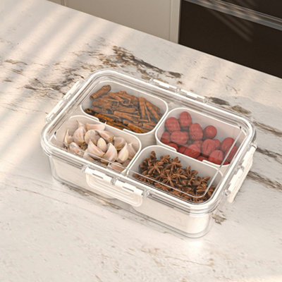 Freezer safe 4 Compartments Food Storage Container with Lid and handle