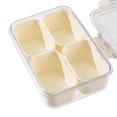 Freezer safe 4 Compartments Food Storage Container with Lid and handle