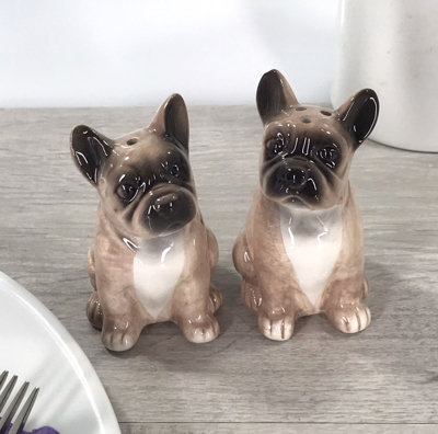 French Bulldog novelty Salt & Pepper ceramic shaker set Frenchie lover ...