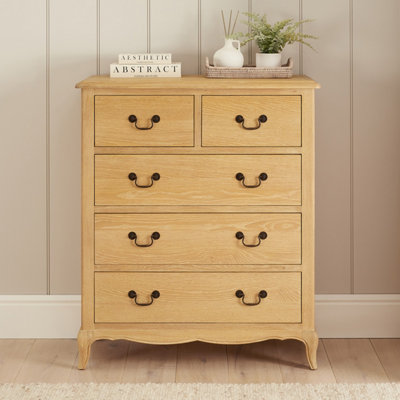 French Chateau Oak 2 Over 3 Drawer Chest