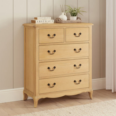 French Chateau Oak 2 Over 3 Drawer Chest