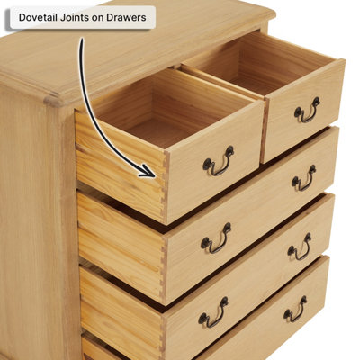 French Chateau Oak 2 Over 3 Drawer Chest