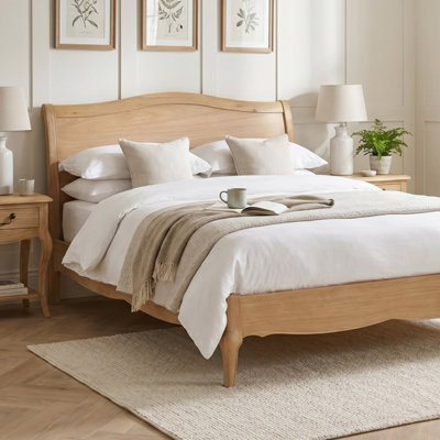 French Chateau Oak 6ft Super King Size Bed Frame Solid Oak Sleigh Bed
