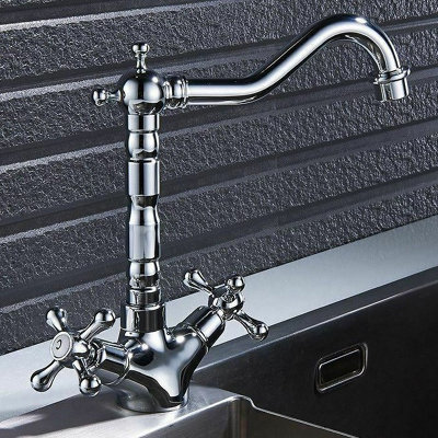 French Classic Traditional Mono Kitchen Sink Basin Mixer Tap Chrome ...