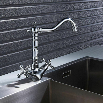 French Classic Traditional Mono Kitchen Sink Basin Mixer Tap Chrome ...