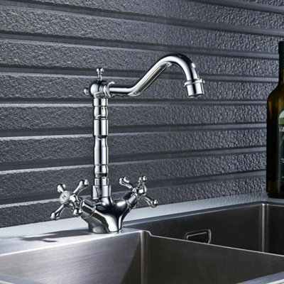 French Classic Traditional Mono Kitchen Sink Basin Mixer Tap Chrome ...