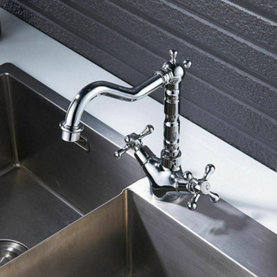 French Classic Traditional Mono Kitchen Sink Basin Mixer Tap Chrome ...