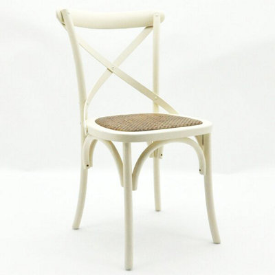 French Cross Back Dining Chair - L46 x W49 x H88 cm - Antique Cream ...