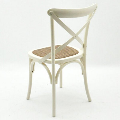 French Cross Back Dining Chair - L46 x W49 x H88 cm - Antique Cream ...
