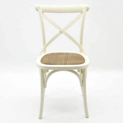 French Cross Back Dining Chair - L46 x W49 x H88 cm - Antique Cream ...