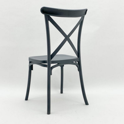 French Cross Back Dining Chair - Plastic - L46 x W49 x H88 cm - Grey