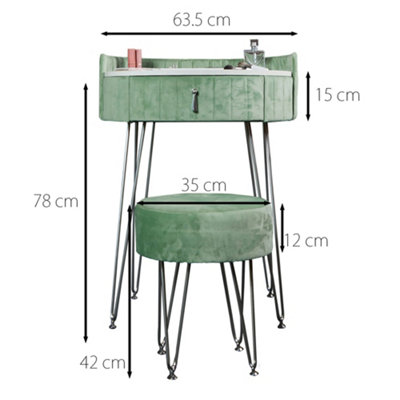 French Riviera Upholstered Velvet Dressing Table with 1 Storage Drawer ...