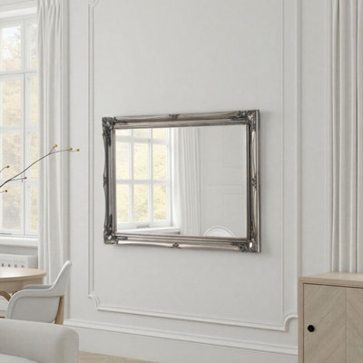 French style carved mirror silver 105x75cm