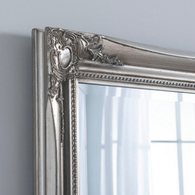 French Style Carved Mirror Silver 116x90cm
