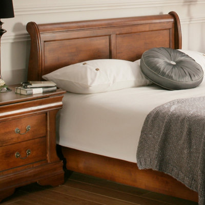 French Style Toulon Wooden Sleigh Bed - Mahogany Finish - King Size 5ft ...
