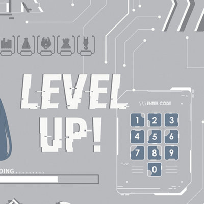 Fresco Game Over Grey & Navy Wallpaper