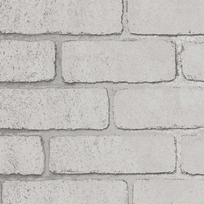 Shop Fresco Mica Brick Effect White Wallpaper