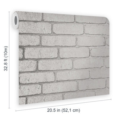 Shop Fresco Mica Brick Effect White Wallpaper