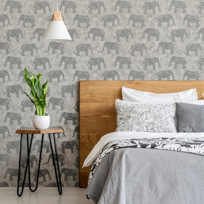 Fresco Natural Moroccan Elephants Wallpaper | DIY at B&Q