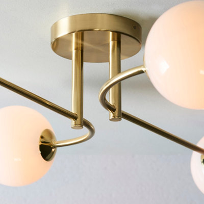 Fresco Satin Brushed Gold with Gloss Opal Glass Shades Trendy 4 Light ...