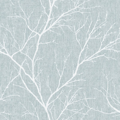 Fresco Winter Tree Duck Egg Blue Wallpaper | DIY at B&Q
