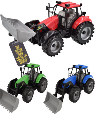 FRICTION POWERED TOY TRACTOR AND FRONT LOADER FOR KIDS
