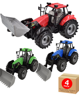 Friction Powered Toy Tractor Loader Plastic Farm Vehicle