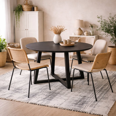 Frida Black Round Dining Table 120cm - Seats 4