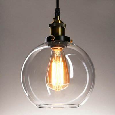 Frideko Vintage Pendant Light, 20 cm Industrial Clear Glass Ceiling ...