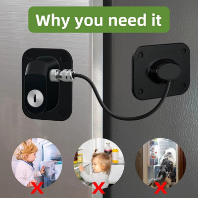 Fridge & Freezer Lock Baby Proof Refrigerator Lock with 2 Keys Child ...
