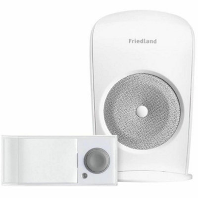 Friedland White Wireless Door Chime Kit doorbell Push Bell Wirefree Set ...