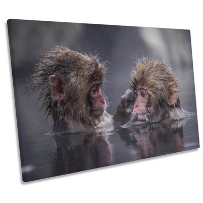 Friends Monkey Friendship Nature CANVAS WALL ART Print Picture (H)51cm ...