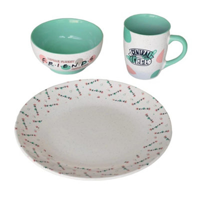 Friends Simply Dinner Set (Pack of 3) White/Green (One Size)