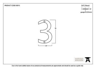 From The Anvil Aged Bronze Numeral 3