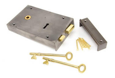 From The Anvil Iron Left Hand Rim Lock - Large | DIY at B&Q