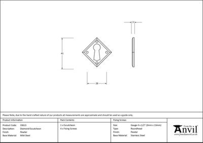 From The Anvil Pewter Diamond Escutcheon