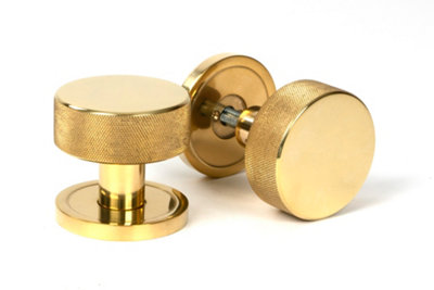 From The Anvil Polished Brass Brompton Mortice/Rim Knob Set Knob (Plain ...